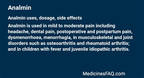 Analmin Uses Dosage Side Effects Food Interaction And Faq