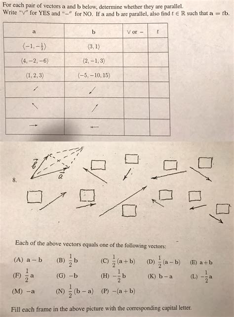 Solved For Each Pair Of Vectors A And B Below Determine Chegg