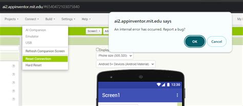 reset companion not working bugs and other issues mit app inventor