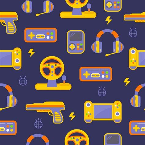 Premium Vector Video Gaming Seamless Pattern Joystick Digital Computer Game Flat Gadgets
