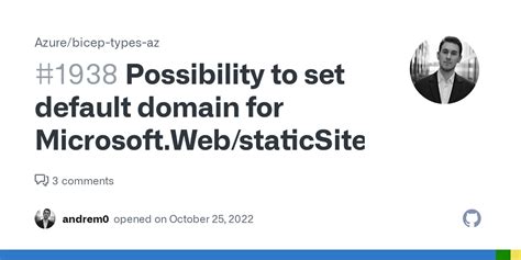 Possibility To Set Default Domain For Microsoftwebstaticsites · Issue 1938 · Azurebicep
