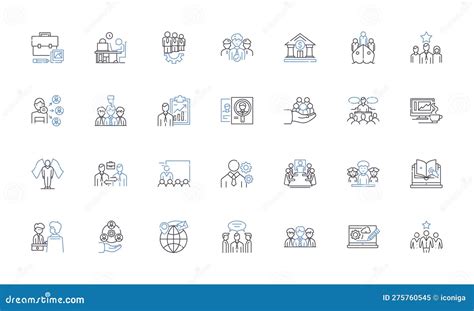 Command Hierarchy Line Icons Collection Authority Chain Control