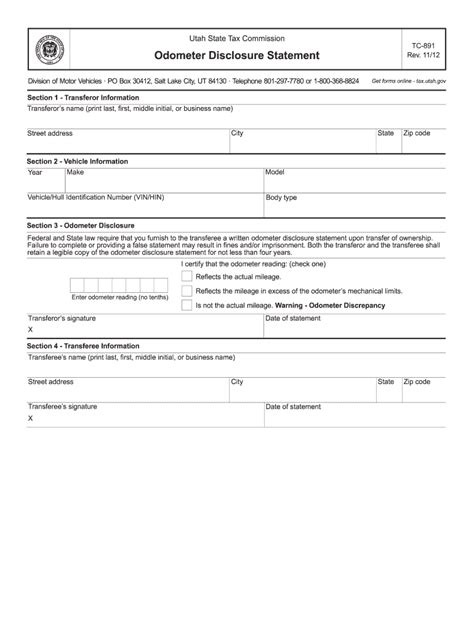 Odometer Waiver Utah Fill Out And Sign Online Dochub