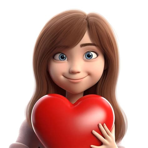 Premium Ai Image Portrait Of A Young Girl With A Big Red Heart In Her