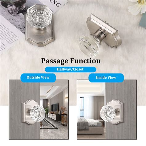 Clear Octagon Crystal Glass Door Knob Kitkeyless