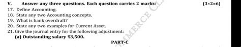 v answer any three questions each question carries 2 marks 3×2 6 17
