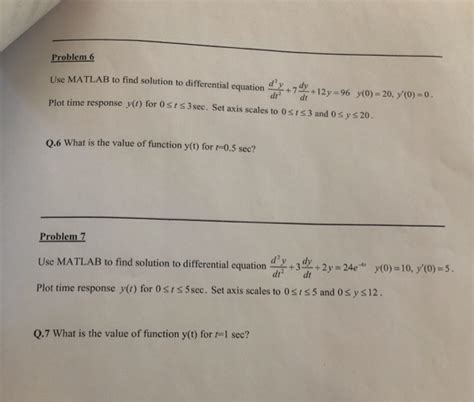 Solved Instructions Use MATLAB To Solve All Problems Chegg