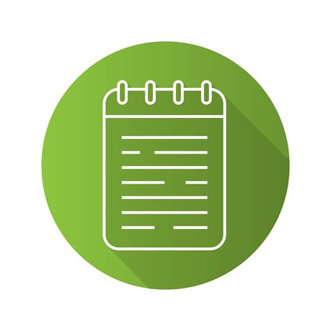 Notepad Flat Linear Long Shadow Icon Spiral Notebook Vector Outline Symbol Vector Art