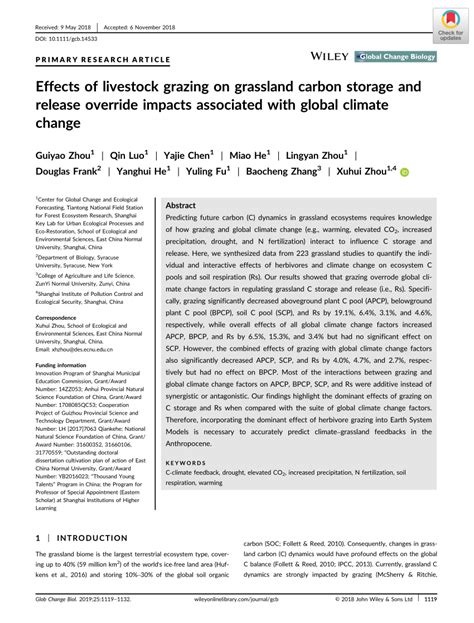 Pdf Effects Of Livestock Grazing On Grassland Carbon Storage And