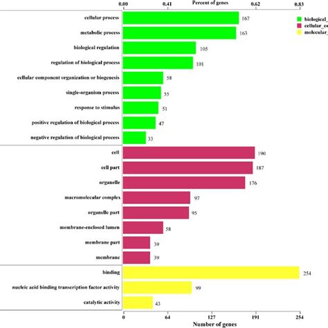 Classification Of Go Annotations In Yeast Yf1503 The X Axis Shows The Download Scientific
