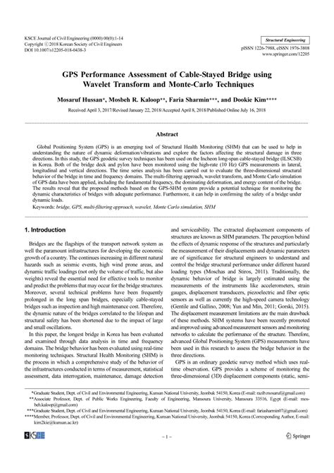 pdf gps performance assessment of cable stayed bridge using wavelet