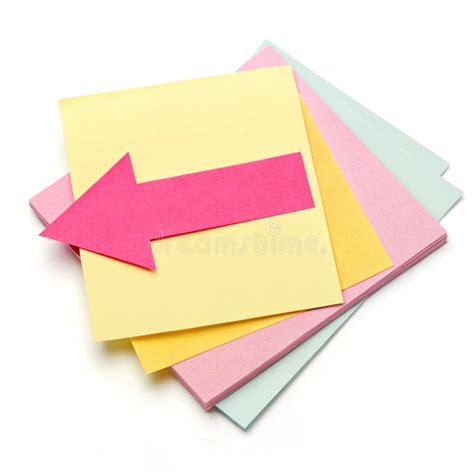 Sticky Notes With Pink Arrow Pointing To Yellow Sheets Stock Illustration Illustration Of Work