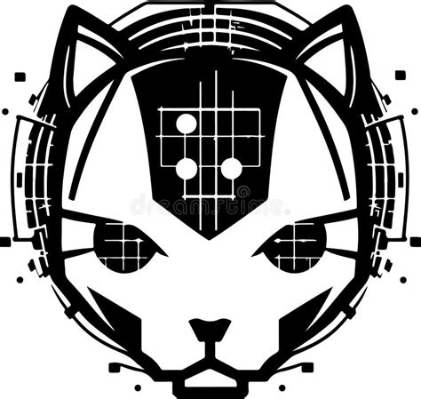 Tech Illustration Of Cyber Cat Character Mascot Logo Vector Design