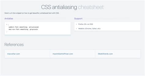 css antialiasing cheatsheet