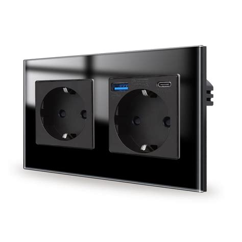 Двойная черная розетка с Usb и Type C портами купить с доставкой по выгодным ценам в интернет