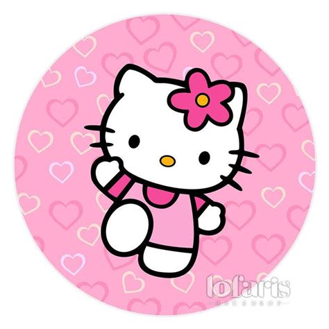 Glitter Heart Pink Kitty Round Girl Birthday Backdrop Hello Kitty Items Hello Kitty