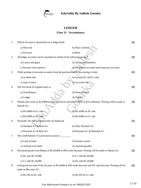 Ledger Questions Pdf