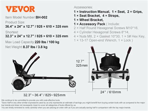 Vevor Hoverboard Seat Attachment For 6 5 8 8 5 10 Hoverboards