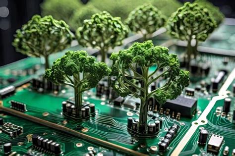Premium AI Image Nature And AI Driven Technology Trees Emerging From