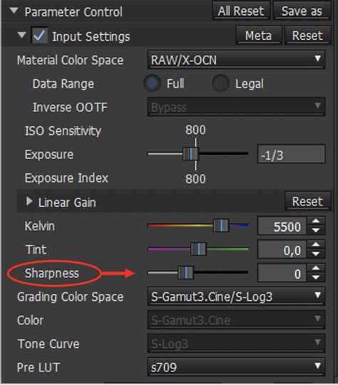 access to the image sharpness control for artistic purpose