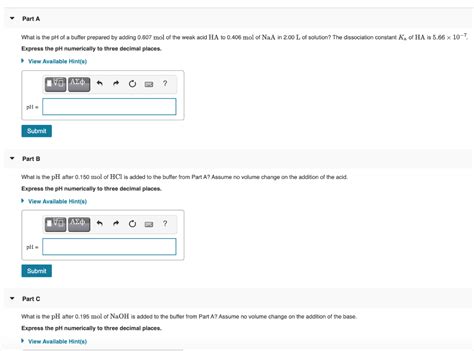 Solved Part A You Need To Produce A Buffer Solution That Has Chegg