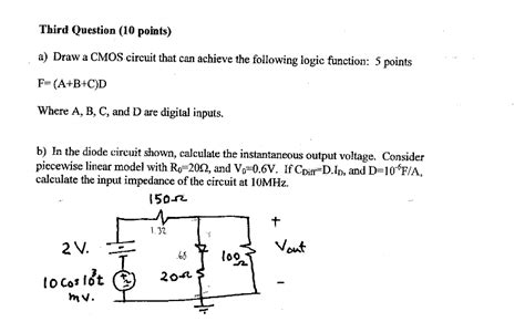 Solved Third Question Points A Draw A CMOS Circuit Chegg