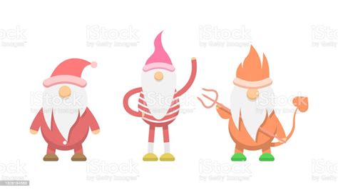 트라이던트 벡터 디자인 스타일 요소와 긴 다리 악마와 추상 컬렉션 귀여운 평면 만화 다른 캐릭터 노움 을 설정 10월에 대한 스톡 벡터 아트 및 기타 이미지 Istock