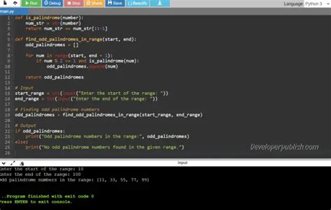 Python Program To Find All Odd Palindrome Numbers In A Range Without