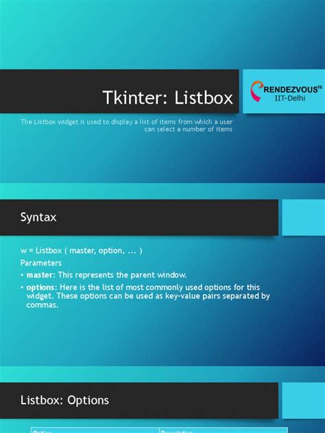 Tkinter Listbox Pdf System Software Humancomputer Interaction
