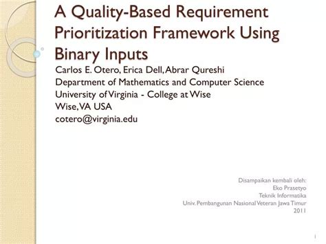 ppt a quality based requirement prioritization framework using binary inputs powerpoint