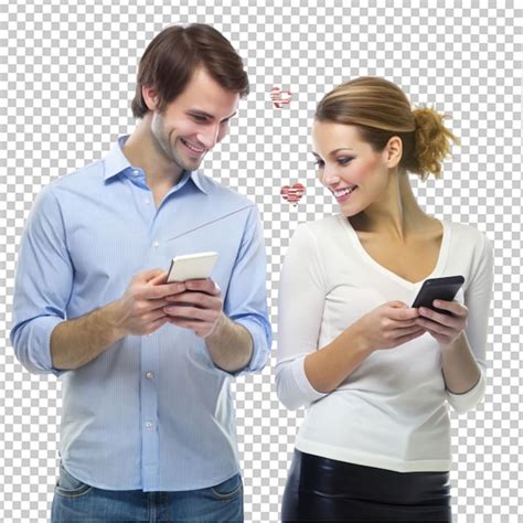 Couple Sending Each Other Messages Premium Ai Generated Psd