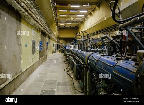 Large Metal Tube Of Particle Accelerator With Connected Pipes Old