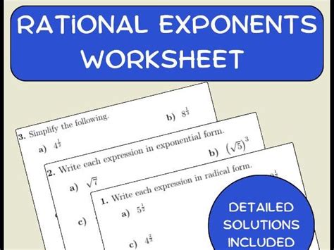 Evaluating Rational Exponents Worksheet Answers