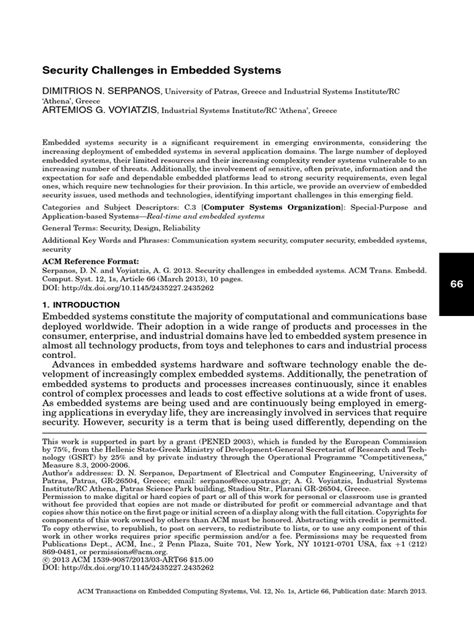 Security Challenges In Embedded Systems Pdf Computer Network Denial Of Service Attack