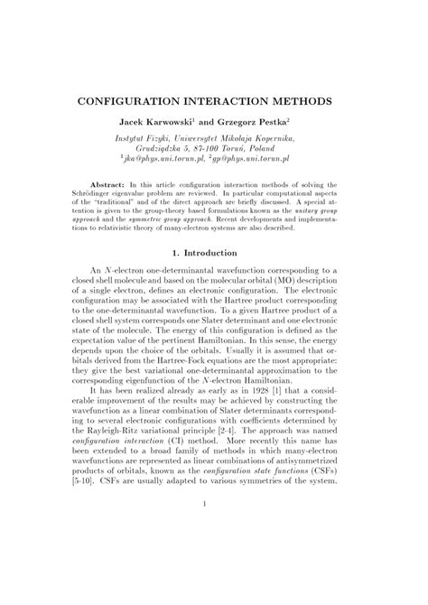 pdf configuration interaction methods