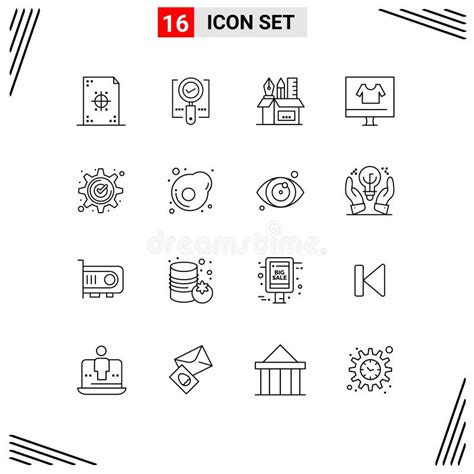 16 Outline Concept For Websites Mobile And Apps E Apparel Ok Stationary Pencil Stock Vector