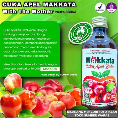 Promo Ori Herbal Cuka Apel Makkata With The Mother Bpom 330ml Natural Apple Cider Vinegar Batu