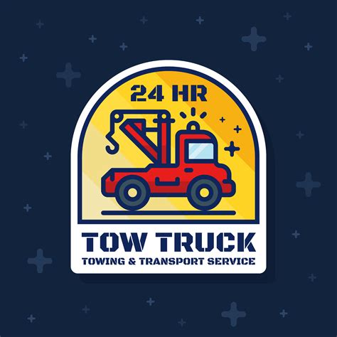 Tow Truck Badge Banner Towing And Transport Service Sticker Design