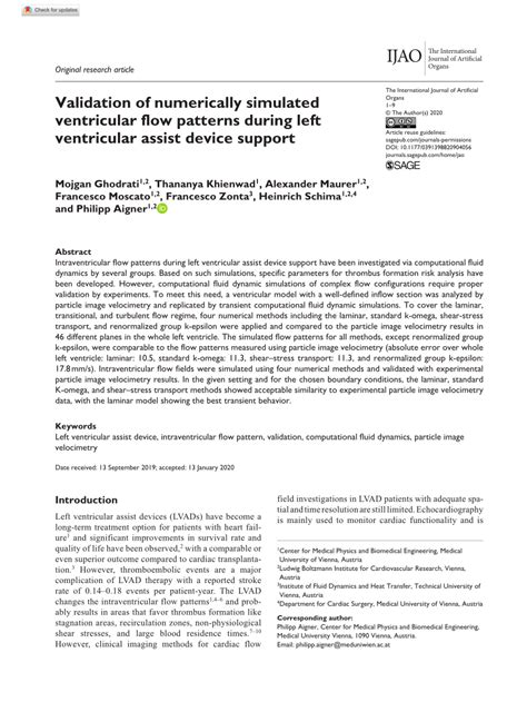 pdf validation of numerically simulated ventricular flow patterns