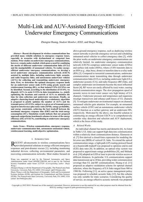 Pdf Multilink And Auv Assisted Energy Efficient Underwater Emergency