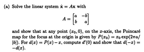 solved a solve the linear system x˙ ax with a [ab−ba] and