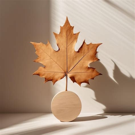 Premium Ai Image Maple Leaf With Shadow On Light Background Generative Ai