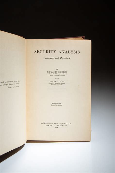 security analysis principles and technique the first edition rare books