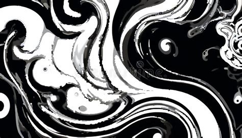 Swirling Abstract Black And White Fluid Art Design Illustration Background Stock Illustration
