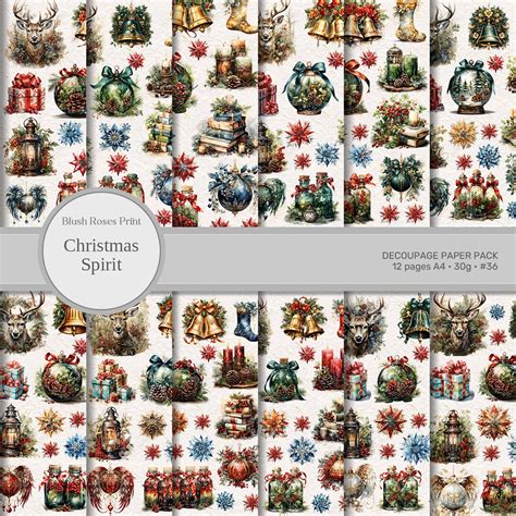 Vintage Christmas Decoupage Paper Pack Rustic Christmas Rice Paper