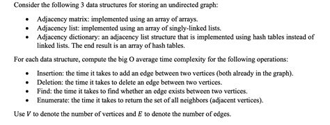 Solved Consider The Following 3 Data Structures For Storing