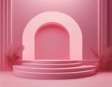 Abstract Product Display Podium On Pastel Pink Background 3d Rendering