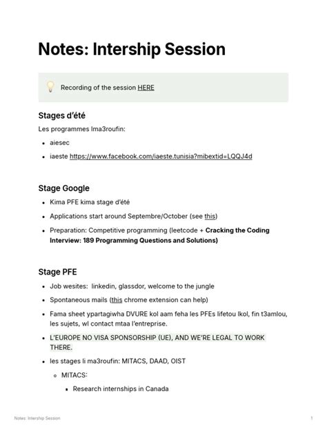 Internship Notes Pdf