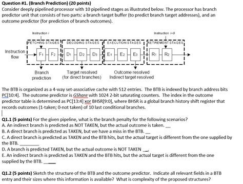 Solved Question 1 Branch Prediction 20 Points Chegg Com
