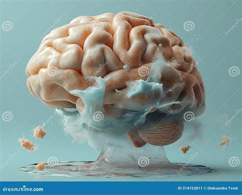 Human Brain On A Gray Background Concept With Brain Exploding Ideas Mind Blown Concept Stock